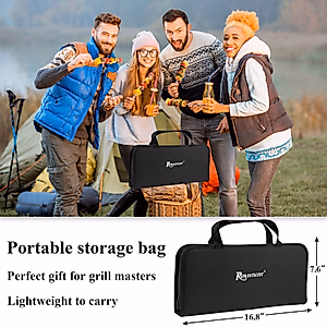 ROMANTICIST 27pcs Heavy Duty BBQ Tools Gift Set for Men Dad, Extra Thick Stainless Steel Grill Utensils with Meat Claws, Grilling Accessories Kit in Portable Carrying Bag for Camping, Backyard Black