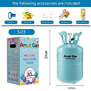 Amaz Gas Disposable Helium Gas Tank 7L - Party Decorations for Birthday, Thanksgiving, Anniversary, Christmas, New Year, Graduation, Weddings, and More - Blue(1 Box)