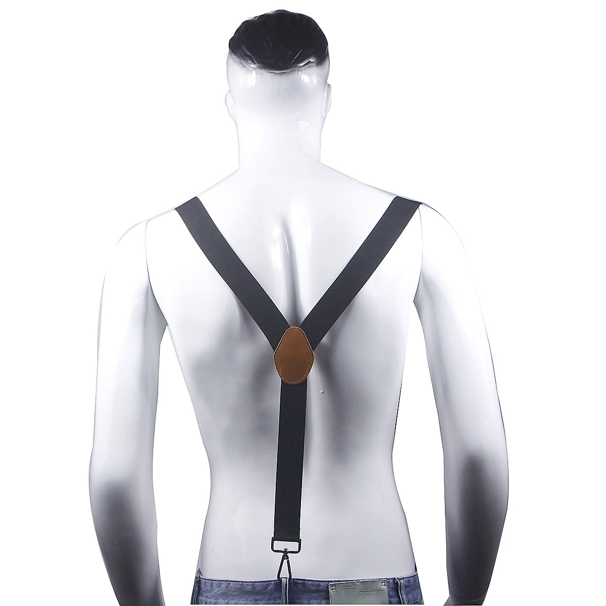 Cedrainy Suspenders for Men 3 Swivel Hooks 1.4 Inch Wide Adjustable Elastic Braces with Heavy Duty Belt Loops (Black)