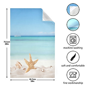 SLHKPNS Summer Starfish Kitchen Dish Towel Set of 4,Seashell San Beach 18x28in Absorbent Dishcloth Reusable Cleaning Cloths for Household Use