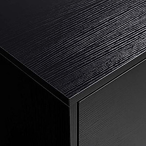 GEDELITE Wooden Lateral File Cabinet with 2 Drawer, Sliver Handle Office Storage Filing Cabinet for Legal/Letter/A4 File,16.54" D x 30.31" W x 24" H,Black