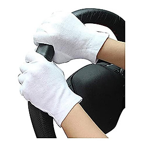 12 pieces / 6 pairs of white work gloves for cleaning services, coin and jewellery inspection XL (White, XL)