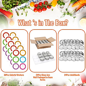 AuroTrends 4 oz Mason Jars with Lids 24Pack, Small Mason Jars 4 oz- Small Glass Jars with Lids 4 oz for Canning and Salad Dressing Container to Go (4fl.oz/Set of 24)