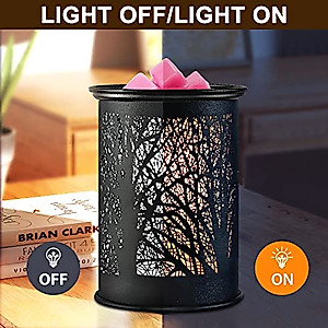 YUWENUS Electric Wax Melt Warmer Metal Wax Warmer for Scented Wax Fragrance Candle Oil Burner with 2 Light Bulbs for Gift Home Office Bedroom (Black)