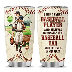 JENOIS For Cup Fathers Tumblers Day Women Coffee, Tumbler 20 Oz With Lid And Straw, Baseball Gifts, Baseball Player Dad
