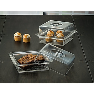 Clear Premium Acrylic Square Serving Tray with Lid (7.5" x 7.5" x 3.88", Pack of 6) - Perfect for Parties, Events, & Dining