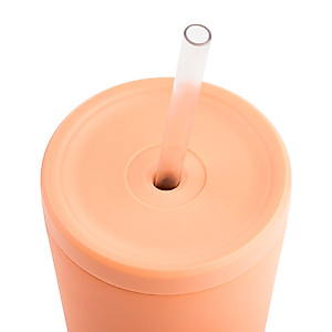 Manna Ranger Double-wall Insulated Stainless Steel Tumbler with Leak-proof Smart Seal Lid and Reusable Tritan Straw - 24 Oz - Salmon