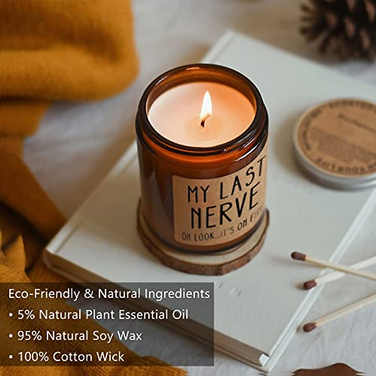 Scented Candles Gifts for Women, Lavender Scented Aromatherapy Candle for Women, Soy Wax Amber Jar Scented Candle, Great Birthday, Housewarming, Encouragement, Congratulation Gift for Female Friend