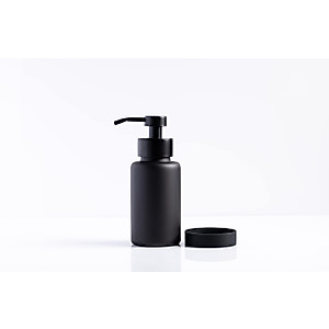 Black Glass Foaming Hand Soap Dispensing Bottle - Matte Black - 11 Ounce - Includes Hand Soap Labels & Silicone Coaster