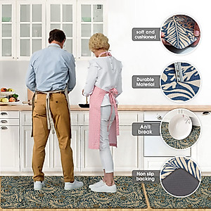 Anti Fatigue Kitchen Mat Set of 2 Pieces,Farmhouse Blue Kitchen Rugs and Mats,Waterproof Non Slip Memory Foam Cushioned Comfort Kitchen Floor Mat,Padded Kitchen Mats for Standing(17’’x30’’+17’’x47’’)
