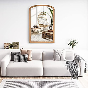 WallBeyond Wooden Framed Arch Mirror, 24" x 36" Farmhouse Arched Bathroom Wall Mirror for Wall Decor, Entryway, Living Room and Bedroom