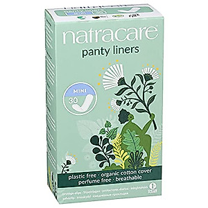 Natracare Natural Organic Mini Panty Liners, Made with Certified Organic Cotton, Ecologically Certified Cellulose Pulp and Plant Starch (1 Pack, 30 Liners Total)