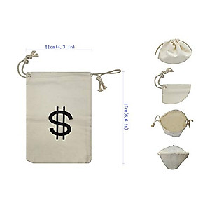 Sanrich 20 Pack Money Bags Drawstring Pouches Goody Bag 4.3 x 6.6 inches Canvas Dollar Favor Bags For Themed Birthday Party