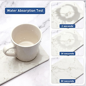 2 Pcs Water Absorbing Stone Trays for Bathroom Counter Kitchen Sink Tray Dish Soap Dispenser Mat Drying Vanity Trays Ceramic Coasters Sink Stand Caddy Sponge Holder Marble Bathroom Accessories Trays
