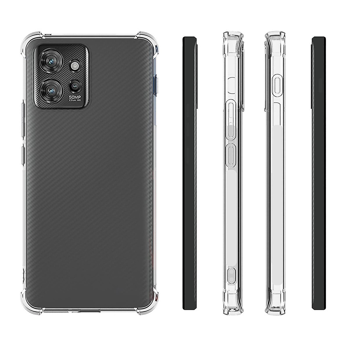 Compatible with Motorola ThinkPhone 5G Case Clear Slim Soft TPU Cover with Screen Protector (2 Pieces), Shock-Absorption Edge Bumper with Reinforced Corners Transparent Phone Case