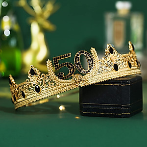 TITIKADI 50TH Birthday King Crown and Birthday King Sash,50TH Birthday Gifts for Men. Birthday Party Decoration for Men(Gold)