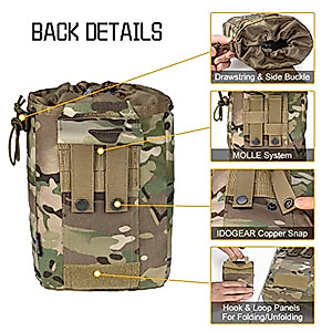 IDOGEAR Molle Dump Pouch Tactical Molle Pouches Foldable Drawstring Mag Pouches for Battle Belt Backpack Utility Folding Dump Pouch Waist Bag (camo)