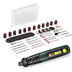 Cordless Rotary Tool TECCPO, 3.7V With 50pcs Accessories, USB Charging Mini Rotary Tool, 3-Speed for Light DIY, Polishing, Cleaning and Engraving