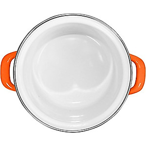 Calypso Basics by Reston Lloyd Enamel on Steel Stockpot with Glass Lid, 8-Quart, Orange