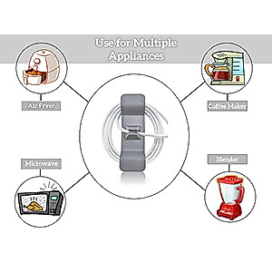 Cable Clips Cord Organizer For Kitchen Appliances, 6 Pack 3M Upgrade Small Cord Wrappers For Kitchen Appliances Premium Adhesive Stick On Stand Mixer, Toaster, Coffee Maker, Pressure Cooker, Air Fryer