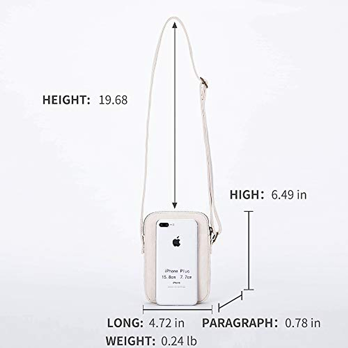 YONBEN Small Crossbody Purse Zipper Cell Phone Bag Mini Shoulder Purse Wallet Smart Phone Wallet with Credit Card Solts (Black, 4.72”(L) 0.78”(W) 6.49”(H))