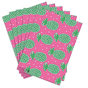 CENTRAL 23 Birthday Gift Wrap - Pineapple Wrapping Paper - 6 Sheets of Fruit Gift Wrap for Her - Tropical Themed Birthday - Pink Green - Summer - Comes With Fun Stickers