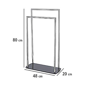 WENKO Towel Rack, Towel Stand with 2 Bars, Free Standing Towel Holder for Bathroom, Kitchen, Pool, Space Saving, Stainless Steel, Silver/Black, 18.9 x 31.5 x 7.9 in