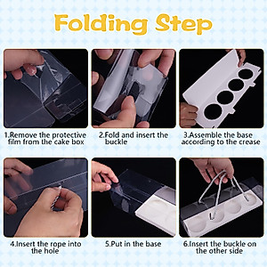 Dceyoril 20pcs Clear Cupcake Boxes with Handle Cupcake Container Transparent Bakery Cake Boxes Plastic Cake Carrier Baked Dessert Box for Wedding Party Favor (A-whtie1)