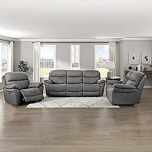 Lexicon Lapointe Wall-Hugger Power Double Reclining Sofa, Gray