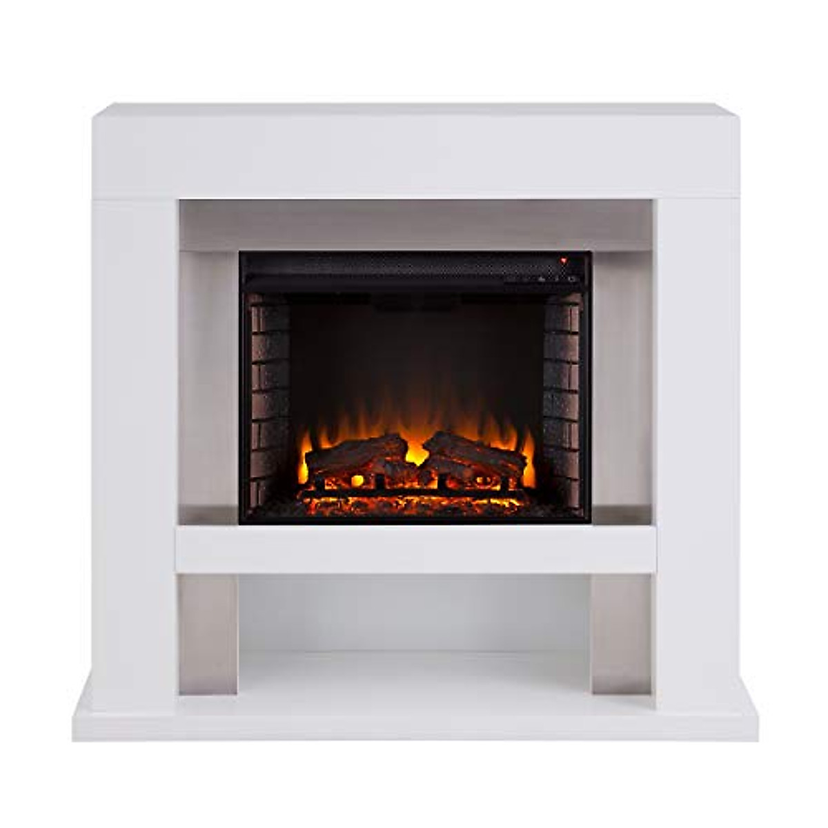 SEI Furniture Lirrington Electric Fireplace with Stainless Steel Accents, White