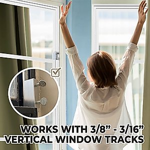 Window Locks, 10 Pack Window Locks for Vertical and Horizontal Windows, Sliding Window Locks, Adjustable Aluminum Window Stoppers, Window Security, No-Drill Install, Fits Tracks up to 3/16" Wide