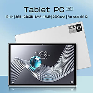 10.1in Tablet, Android 12 Tablet Octa Core 8GB RAM 256GB ROM, Front 800W Rear 1600W, 5G WiFi Tablet Support 4G Communication Network, 7000mAh