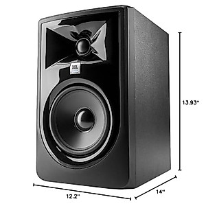JBL 305P MkII Powered 5" Studio Monitor (Pair) Bundle with Studio Monitor Stands (Pair), 2x Small Pads & XLR-XLR Cable