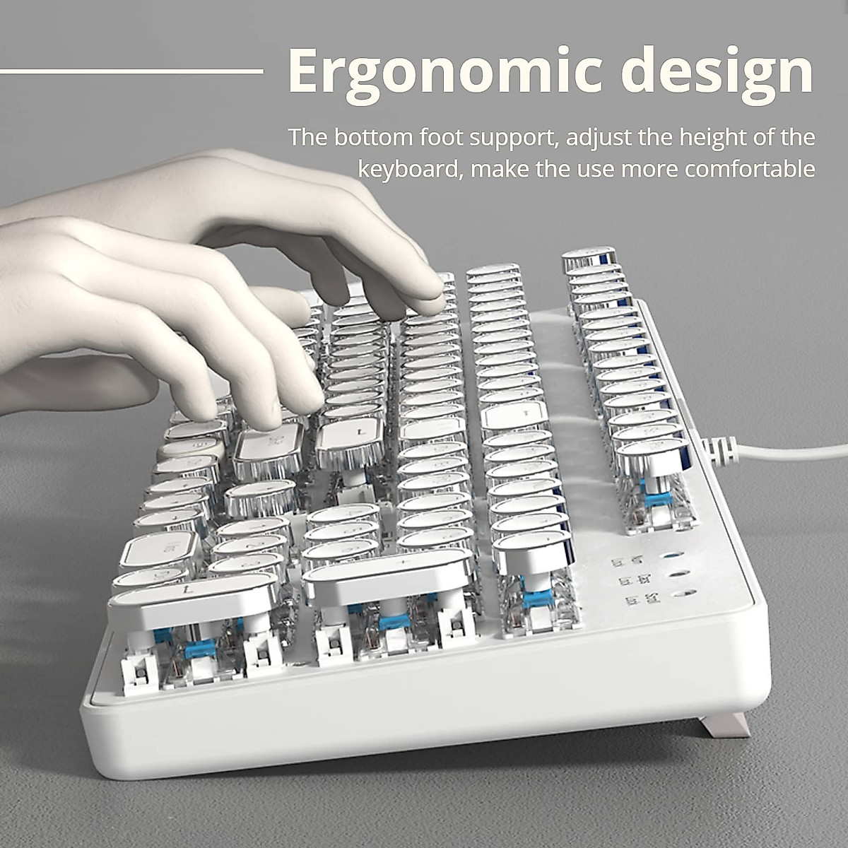 Retro Mechanical Gaming Keyboard Rainbow Backlit , Punk Vintage StyleDustproof Mechanical Ergonomic Keyboard with 104 Keys for Computer Game Enthusiasts Home Office Use