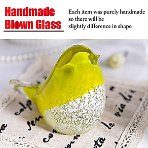 QFkris Qf Handmade Bird Blown Glass Figurine Gift for Christmas, Birthday Home Decor Yellow Paper Weight