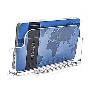 8 Pack Plastic Business Card Holder - Clear Business Card Case for Desk - Office Acrylic Business Card Stand Display