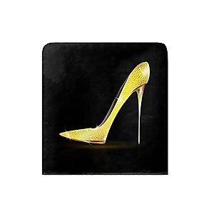 4 Pcs Dining Chair Slipcovers Golden Sexy High-Heeled Shoe,Removable Chair Back Covers Women Shining Heels on Dark Black Chair Protector for Home Kitchen Dining Room Holiday Party Decor