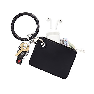 Oventure, The Original Bracelet Keychain, Silicone Big O Key Ring - Confetti Collection (Back in Black Confetti)
