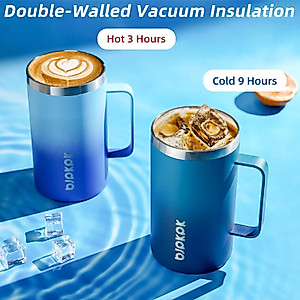 BJPKPK Insulated Coffee Mug with 2 Lids, 25oz Stainless Steel Insulated Tumbler with Handle, Double Wall Vacuum Coffee Cup, BPA Free Leak Proof Thermos for Travel & Home, Army Green