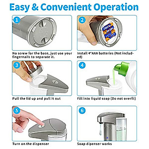 Hanamichi Soap Dispenser, Touchless High Capacity Automatic Soap Dispenser Equipped w/Infrared Motion Sensor Waterproof Base Adjustable Switches Suitable for Bathroom Kitchen Hotel Restaurant