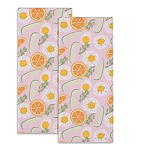 SunMoonSky Hand Bath Towels 100% Cotton Placemats 14 x 19 Inch, Hand Bath Towels or Cotton Placemats Set of 2 Collection of The Elegant Styles and Quality Fabrics for Every Occasion. (Lemon)