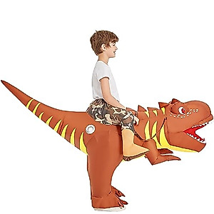 GOOSH Inflatable Dinosaur Costume Kid 36IN Riding T Rex Air Blow up Dinosaur Costume for Halloween Cosplay Party