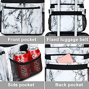 Large Insulated Lunch Bag Women Men Dual Compartment Reusable Lunch Box Soft Portable Leakproof Cooler Bag with Removable Adjustable Shoulder Strap (Marble)