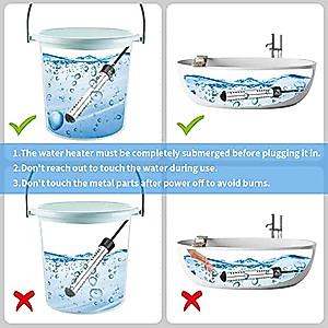 Immersion Water Heater, Bucket Water Heater, Submersible Water Heater 304 Stainless Steel Guard, Pool Heaters for Boiling Bath Water to Heat 5 Gallons of Water in Minutes-U.S Standard