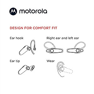 Motorola Bluetooth Earpiece HK125 in-Ear Wireless Mono Headset for Clear Voice Calls - Lightweight, Comfortable Design - 6.5 Hour Talk Time, Voice Assistant Compatible, Multipoint Connectivity
