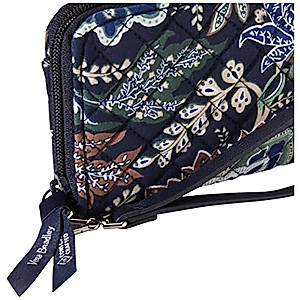 Vera Bradley Women's Cotton Accordion Wristlet With RFID Protection, Java Navy Camo - Recycled Cotton, One Size