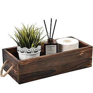 Bathroom Decor Box Toilet Paper Holder Nice Double Sided Wooden Storage Box with Handles Funny Table Centerpiece Wood Restroom Decorations Farmhouse Rustic Home Signs Decor (Brown)