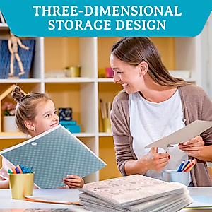 Caydo 40 Pieces Scrapbook Paper Organizer with Hook and Loop Closure, Clear 12x12 Paper Storage Organizer with 60 Pieces Adhesive Stickers for Holding Scrapbook Paper, Vinyl Paper, Files