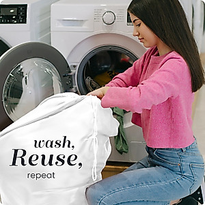 Handy Laundry Nylon Bag - Locking Drawstring Closure, Machine Washable, These Large Bags Will Fit a Laundry Basket and Strong Enough to Carry up to Two Loads of Clothes. (White | 30" x 40")