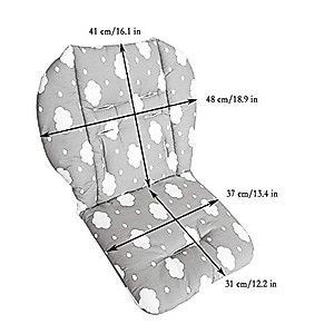 Twoworld High Chair Cushion, Large Thickening Baby High Chair Seat Cushion Liner Mat Pad Cover Breathable (Gray Clouds)